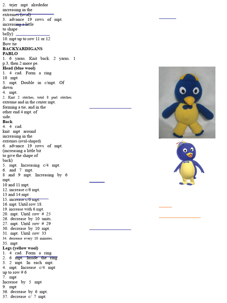 Crochet Patterns for Backyardigans Characters | PDF | Knitting ...