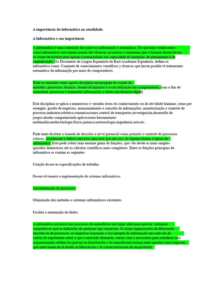 Importância da Informática na Sociedade | PDF | Internet | Comunicação