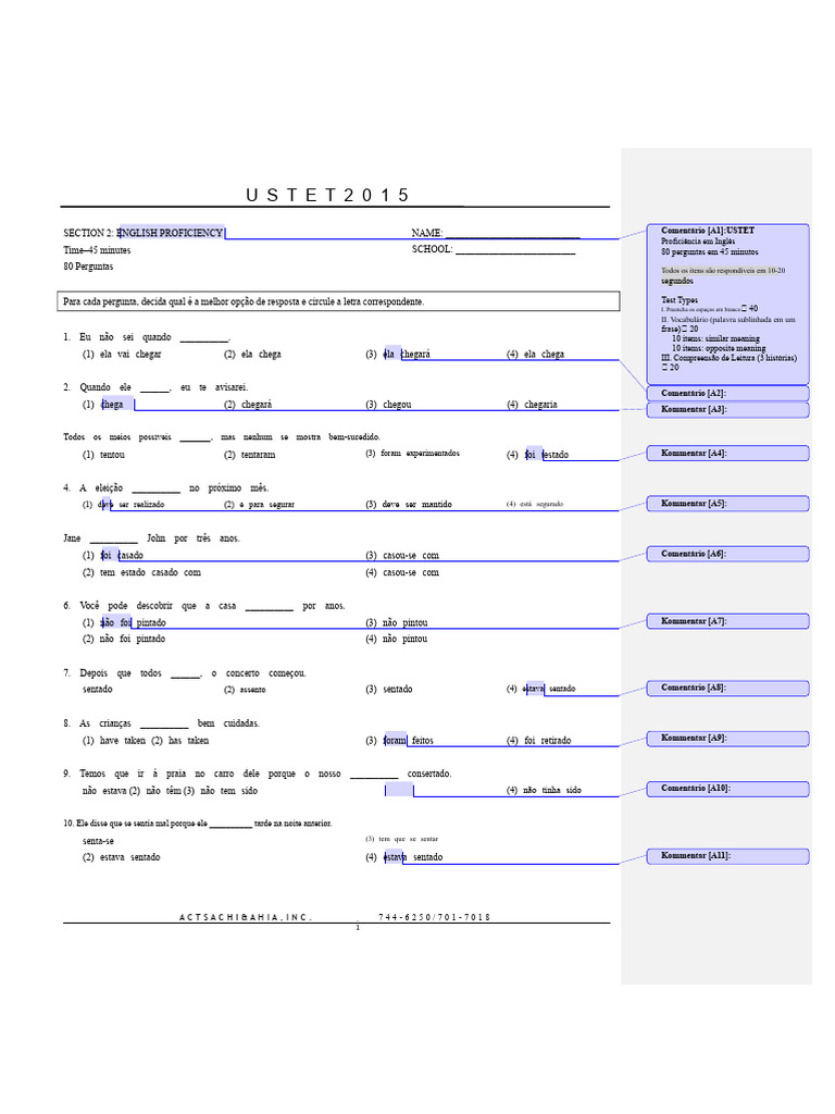 (USTET 2015) Proficiência em Inglês | PDF | Força | Galileu Galilei