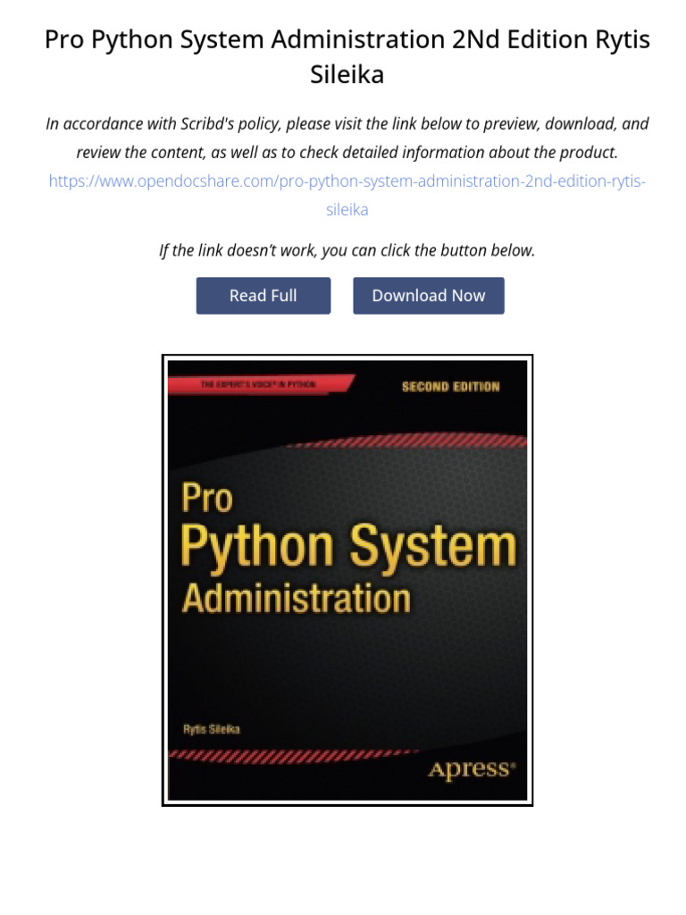Pro Python System Administration 2nd Edition Rytis Sileika available all format | PDF | Python ...