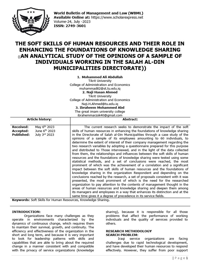 The Soft Skills of Human Resources and T 920226ce | PDF | Leadership ...