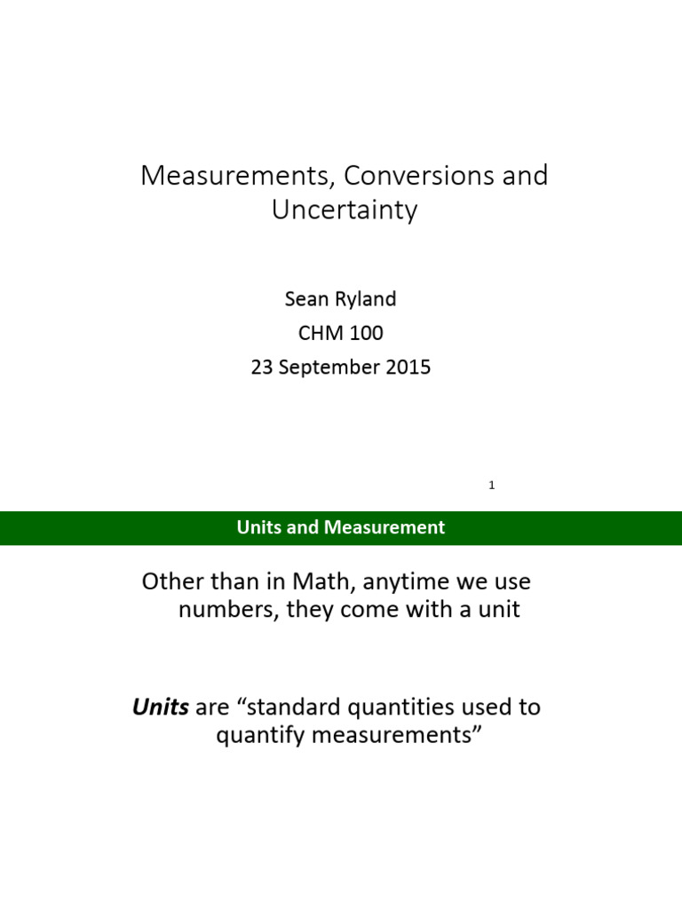 02 - Units, Conversions, Uncertainty | PDF | Significant Figures ...