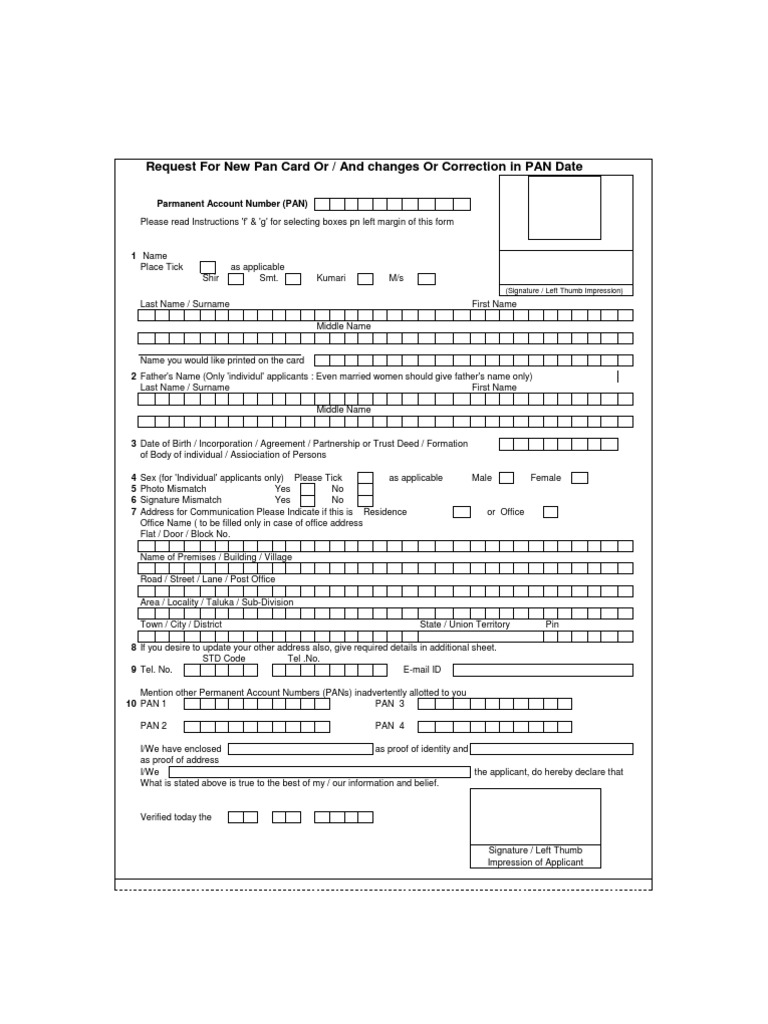 PAN Card Application Instructions | PDF | Identity Document ...