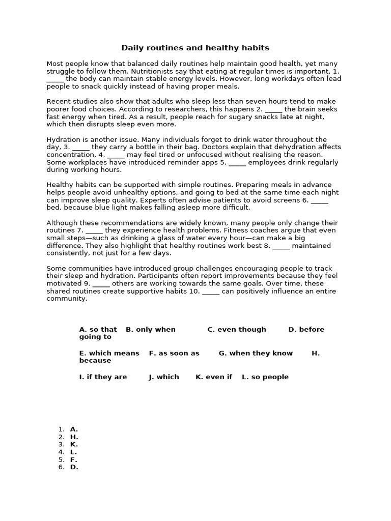 Daily Routines for Better Health | PDF