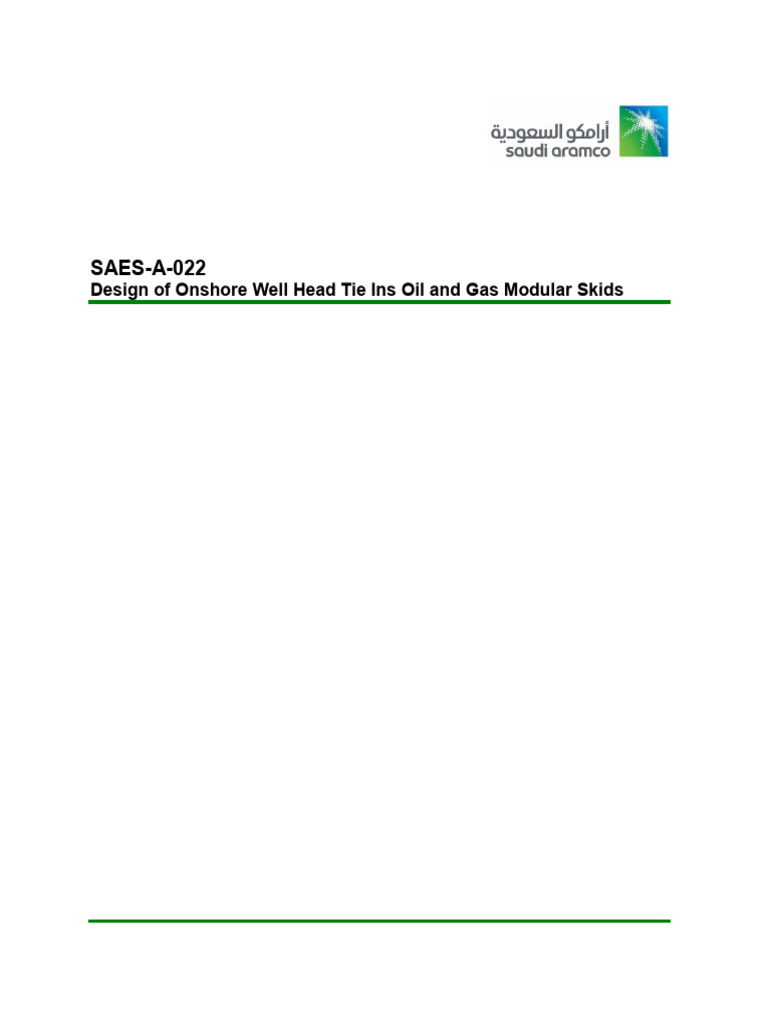 Onshore Well Head Tie-Ins Design Standard | PDF | Pipe (Fluid ...