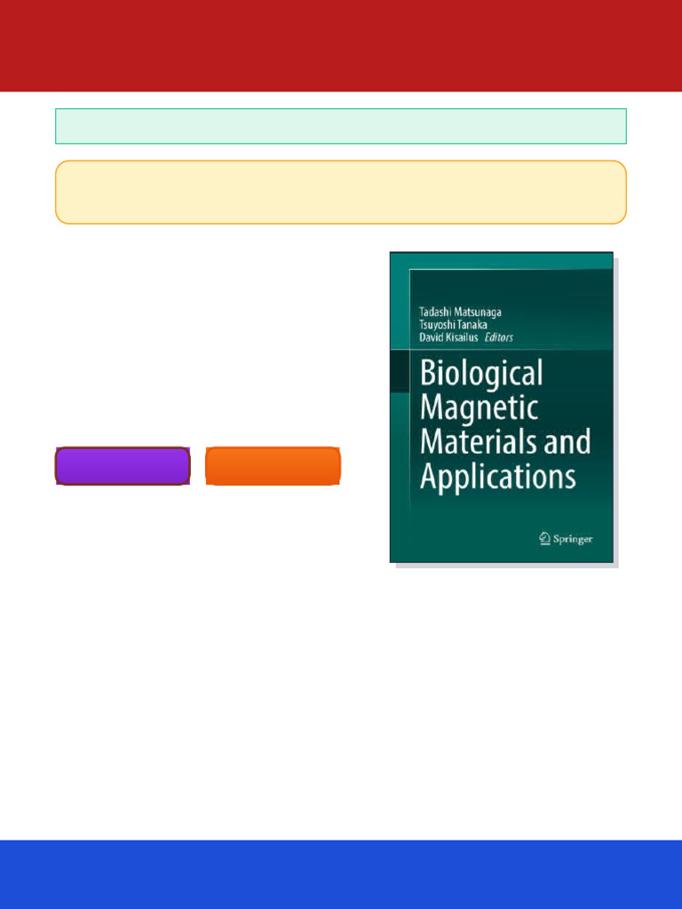 Biological Magnetic Materials and Applications Tadashi Matsunaga Ebook ...