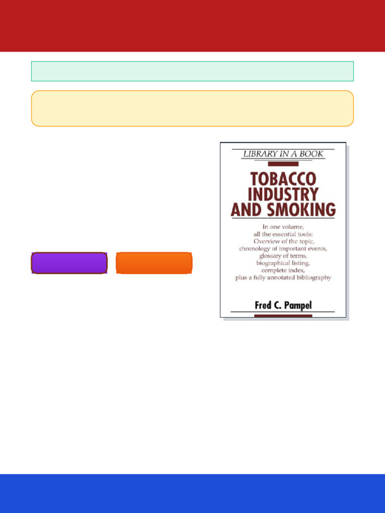 Tobacco Industry and Smoking 2nd edition Library in a Book Fred C ...