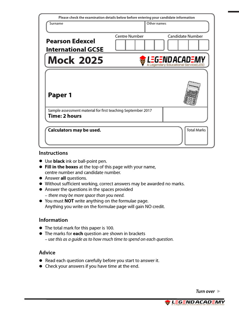 Maths B Paper 1 Mock 4 2025 - 251206 - 030047 | PDF | Mathematics