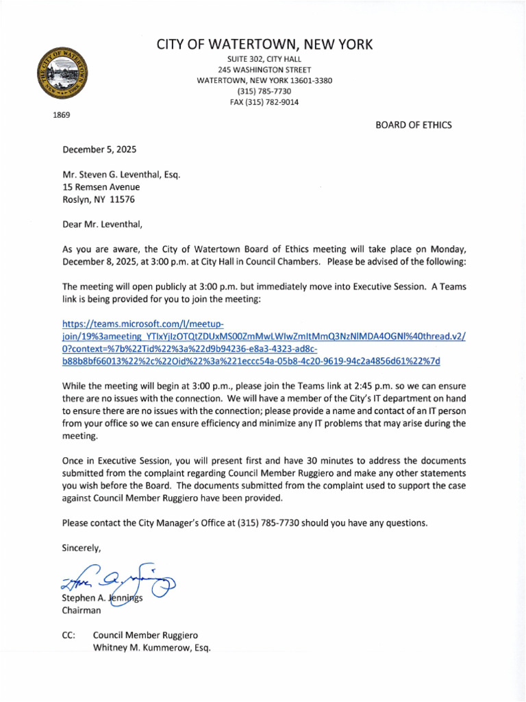 Ruggiero Letter Dec. 5, 2025 | PDF