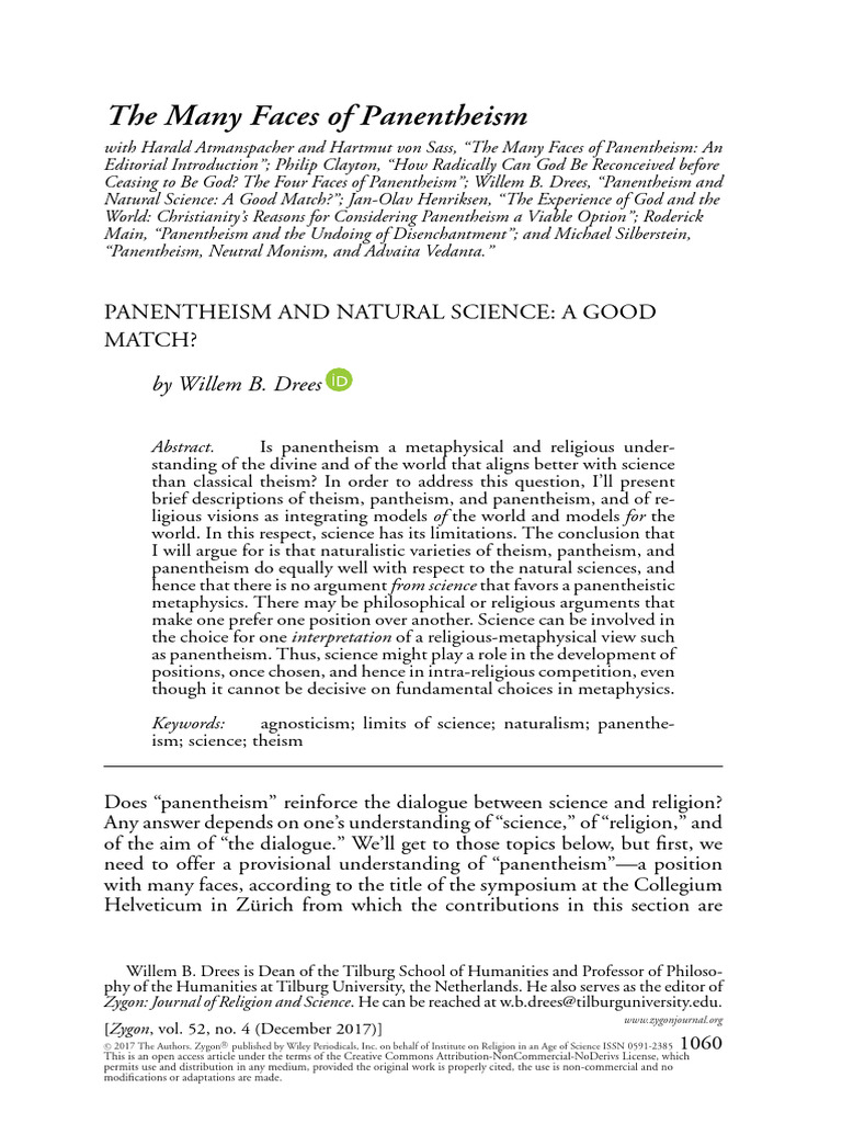 Panentheism and Natural Science a Good Match (Drees, Willem b.) (Z ...