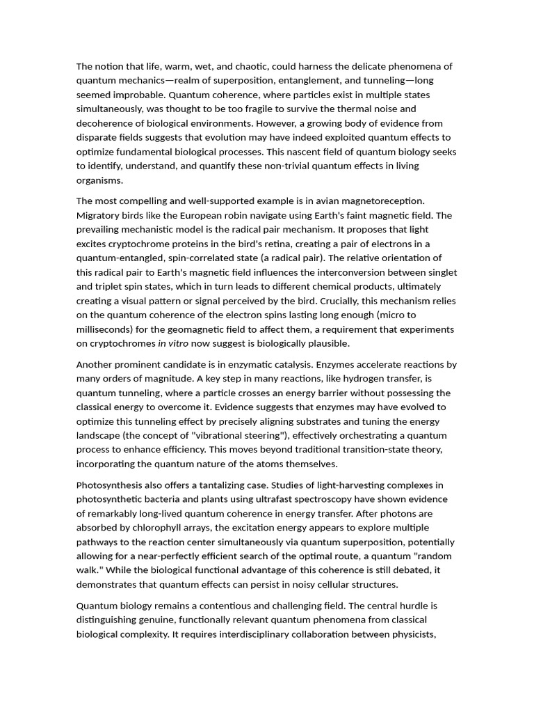 The Quantum Biology Frontier Probing the Role of Quantum Mechanics in ...