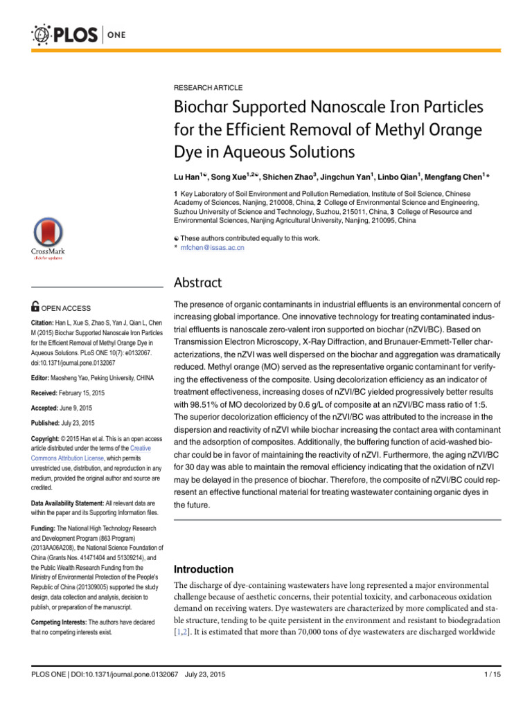 Han 2015 Methyl Orange | PDF | Nanoparticle | Adsorption