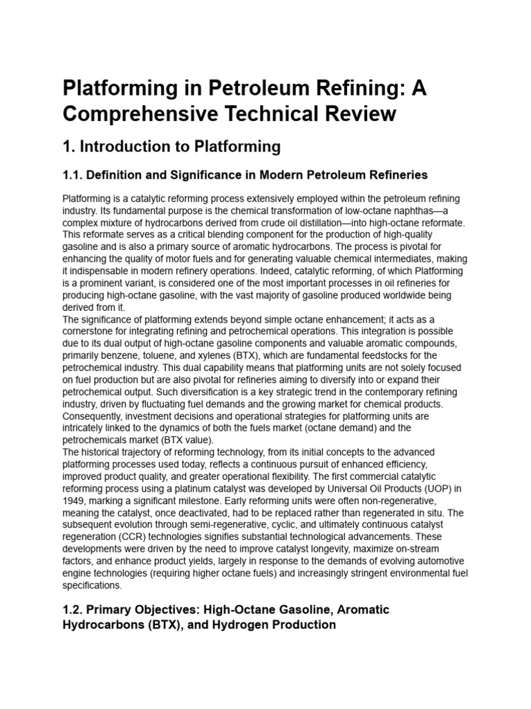 Platforming in Petroleum Refining | PDF | Oil Refinery | Cracking (Chemistry)