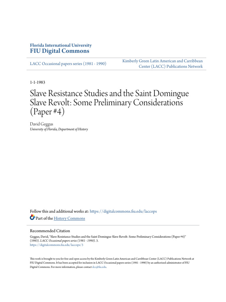 David Geggus - Marronage, voodoo, and the Saint Domingue slave revolt ...
