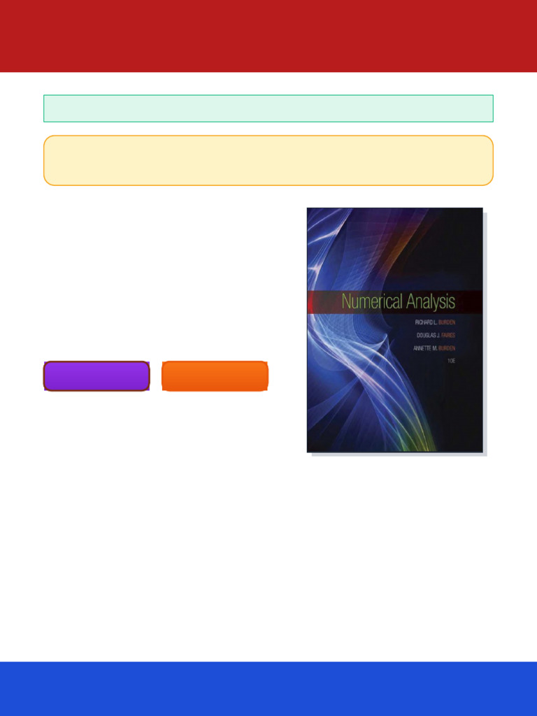 Numerical Analysis 10th Edition by Richard Burden, Douglas Faires ...