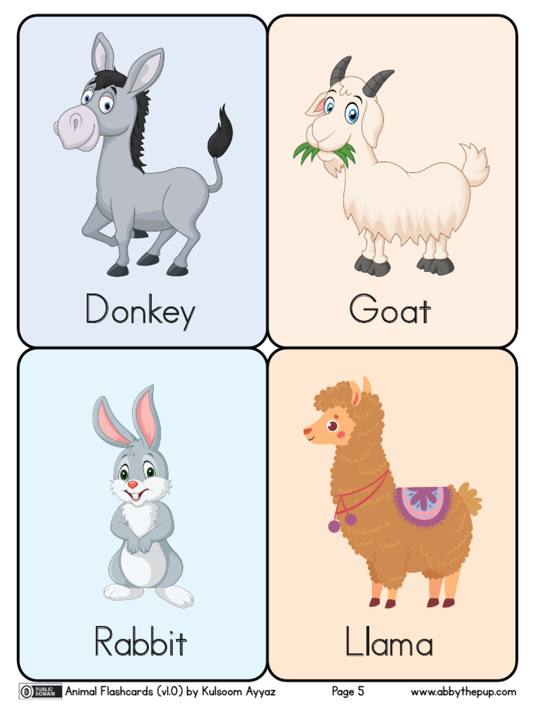 Flashcard Donkey, Goat, Rabbit | PDF