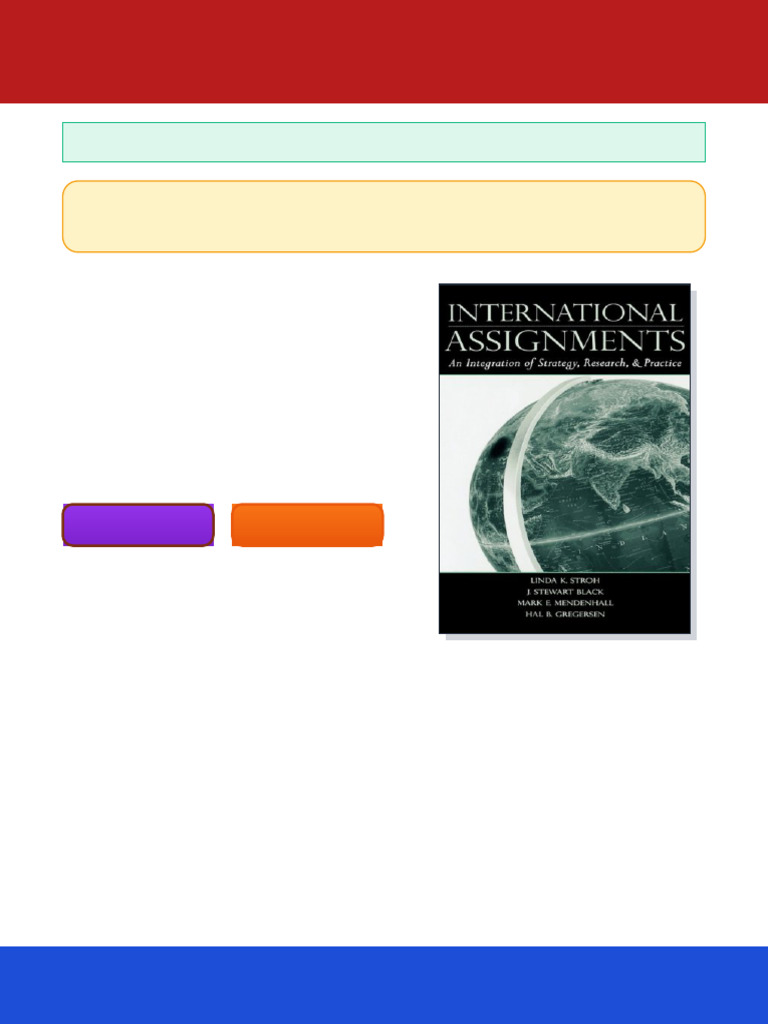 International Assignments An Integration of Strategy Research and Practice 1st Edition Linda K ...