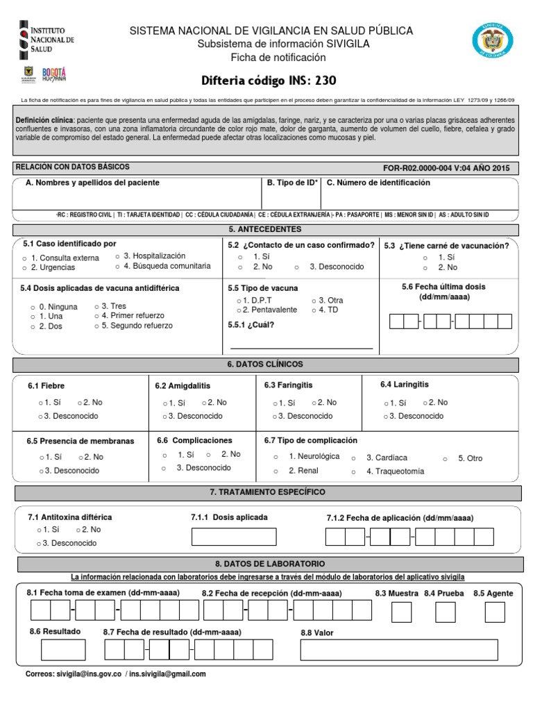 Ficha Difteria | PDF | Enfermedades y trastornos | Medicina