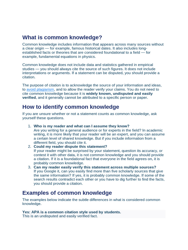 What Is Common Knowledge | PDF | Knowledge | Citation