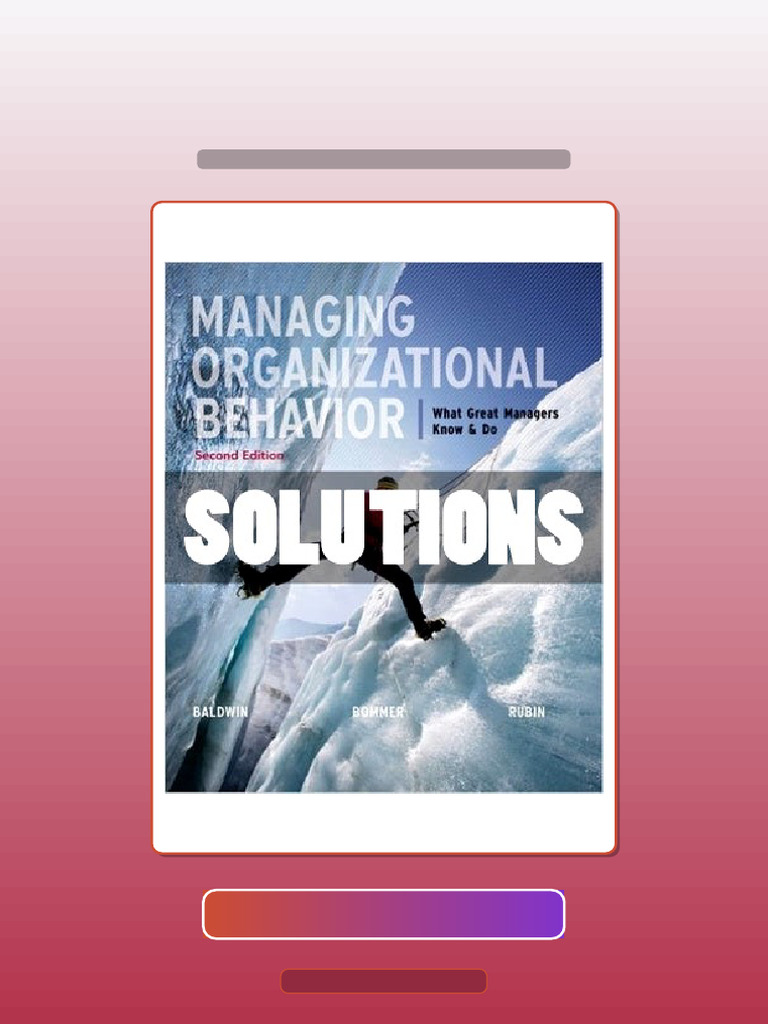 Managing Organizational Behavior What Great Managers Know and Do 2 Ed ...