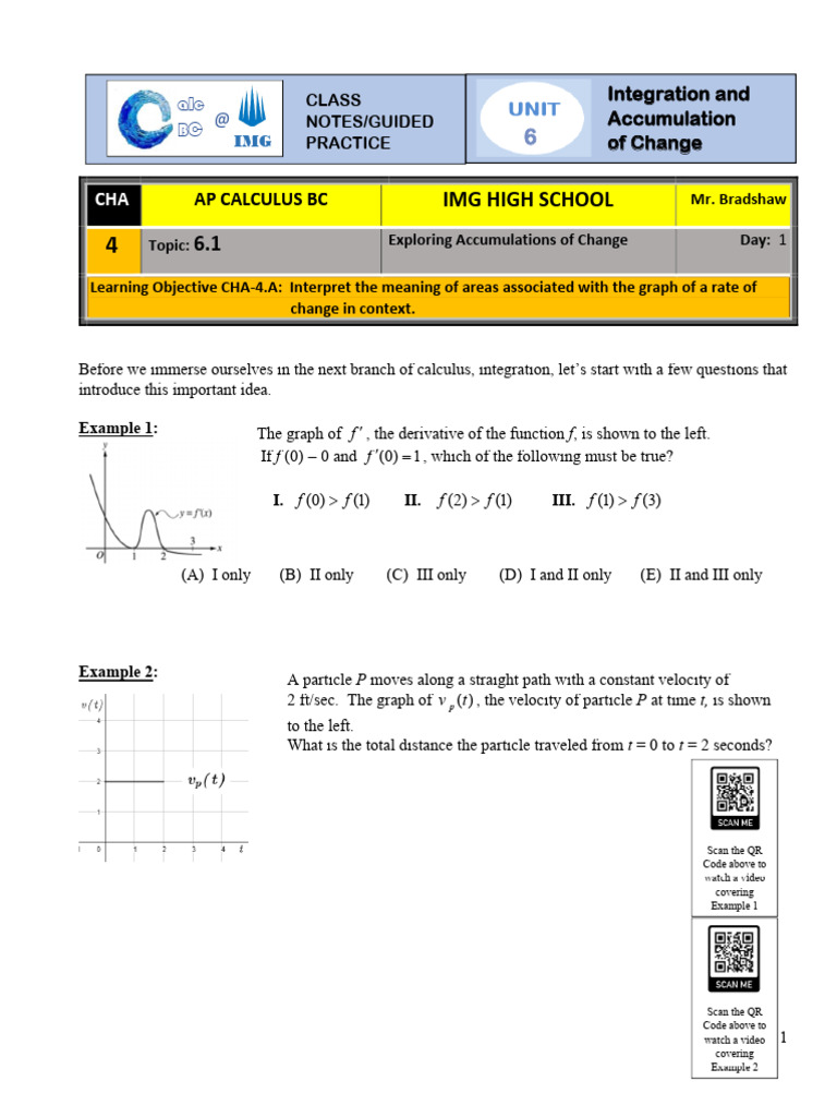 Unit 6 BC Handbbok - Integration and Accumulation of Change | PDF ...