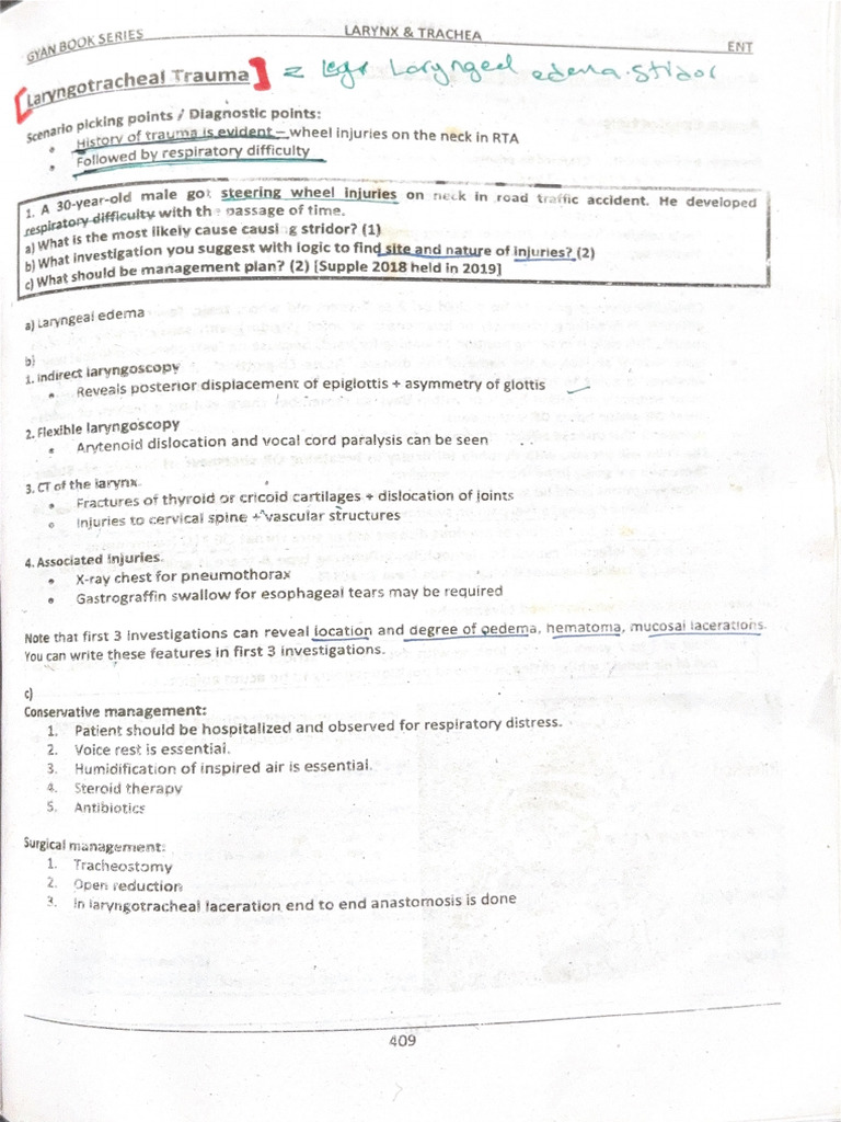 Lyrnx & Trachea Past Paper ENT MBBS SEQ Past Paper | PDF