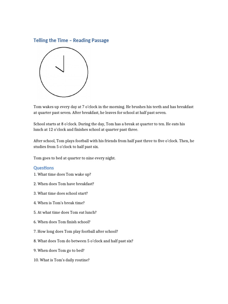Telling The Time | PDF
