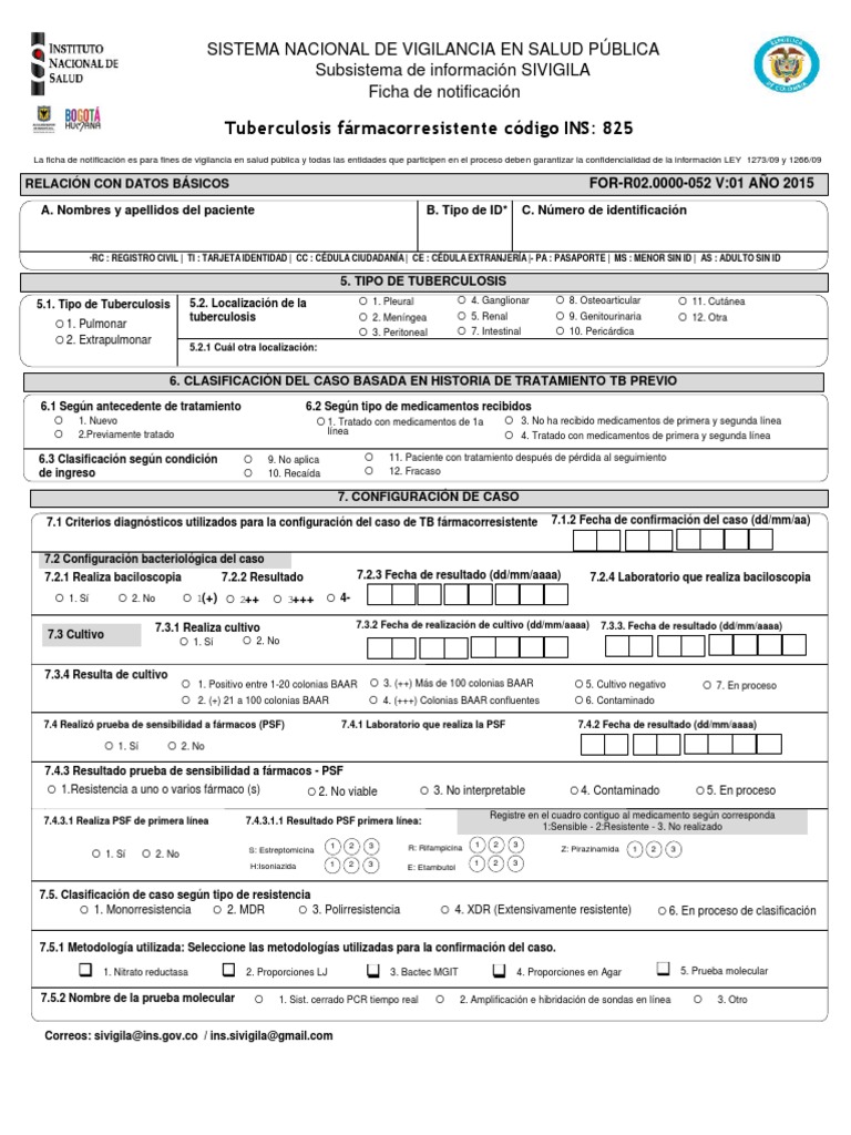 Ficha Tuberculosis Farmacorresistente | Tuberculosis | Índice de masa corporal