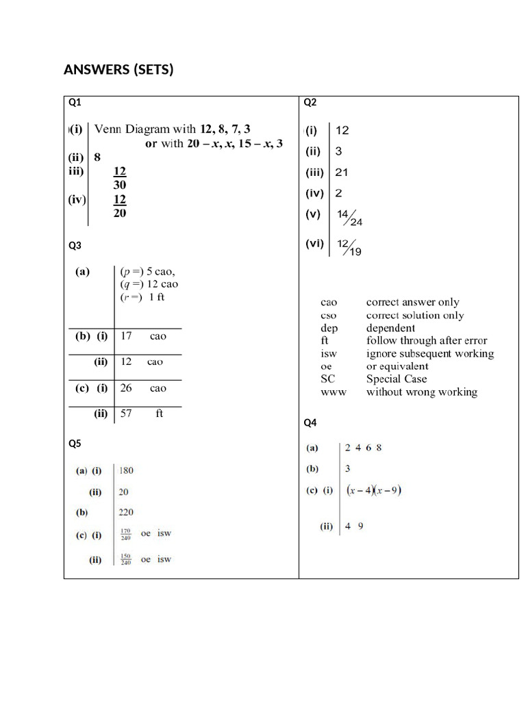 Sets and Probability p4 Answers | PDF