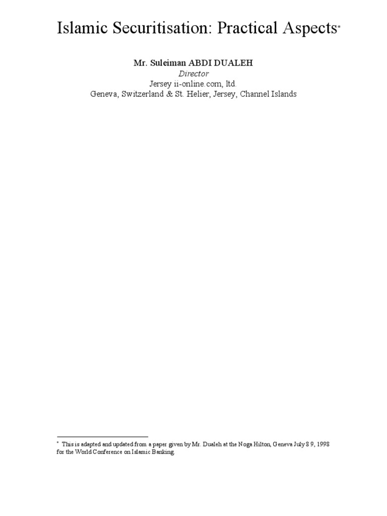 Islamic Securitisation: Practical Aspects: Mr. Suleiman ABDI DUALEH ...