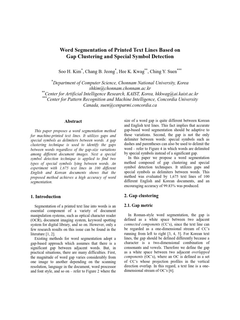 Word Segmentation of Printed Text Lines Based On Gap Clustering and ...