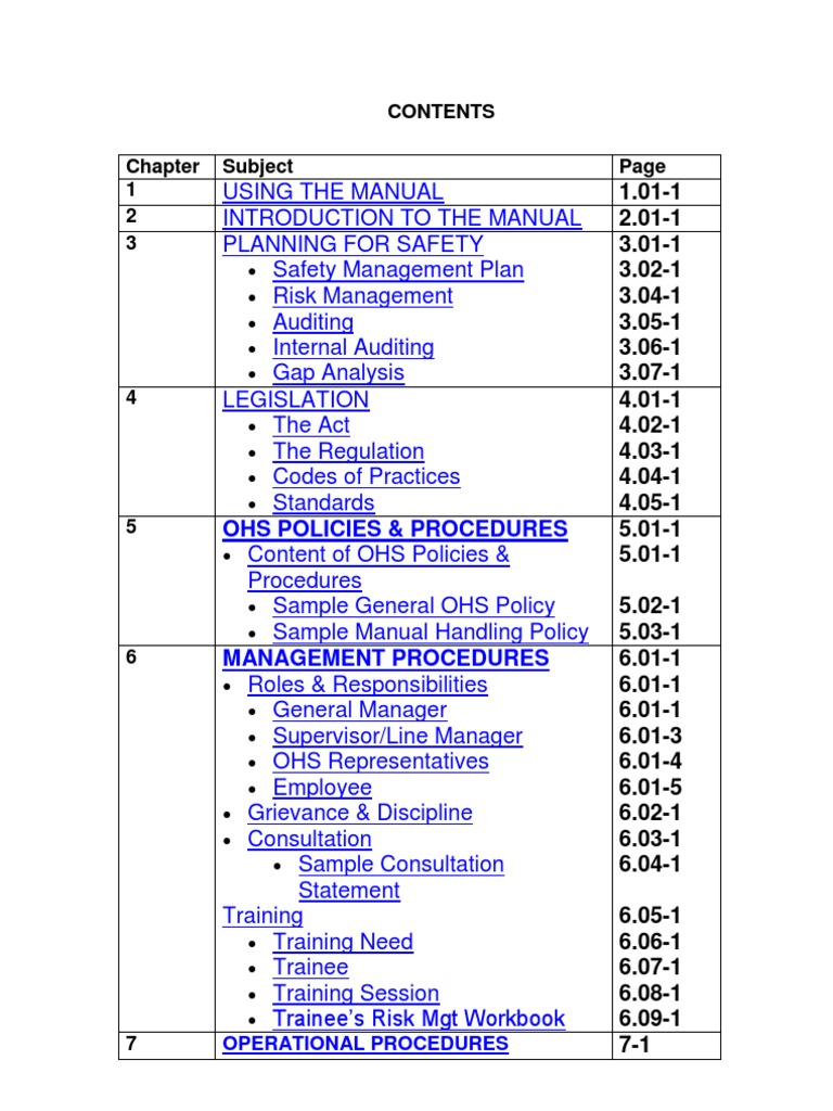 Ohs Policies & Procedures
