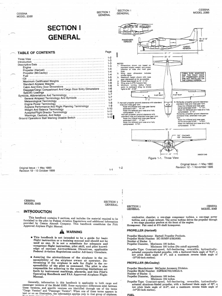 Caravan POH Sections 1 4 | PDF