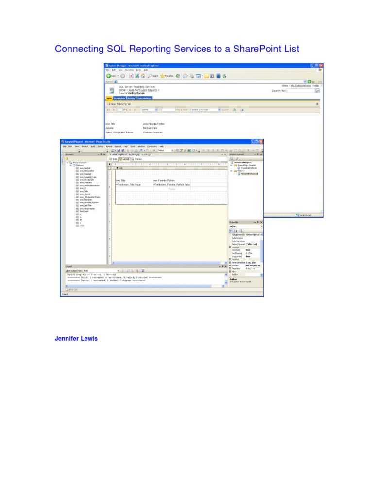 Connecting SQL Reporting Services To A Share Point List | PDF | Share ...