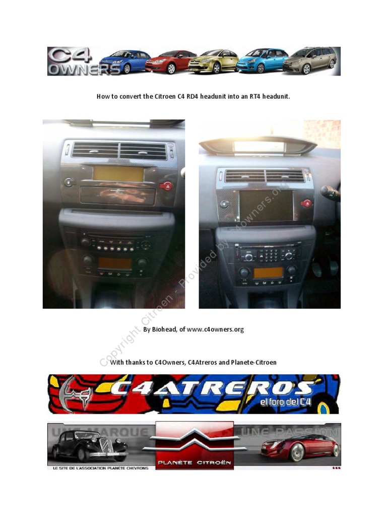 How To Convert The Citroen C4 RD4 Headunit Into An RT4 Headunit | PDF ...