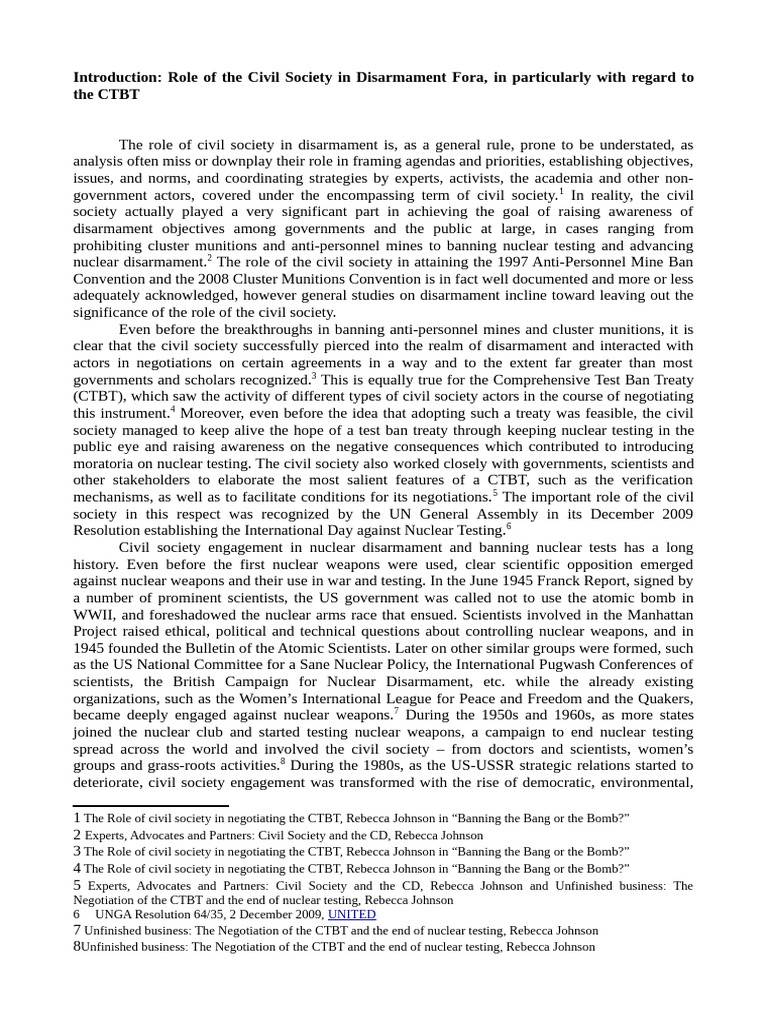 CTBT Paper_Introductory Part | PDF | Nuclear Weapons | Nuclear Disarmament