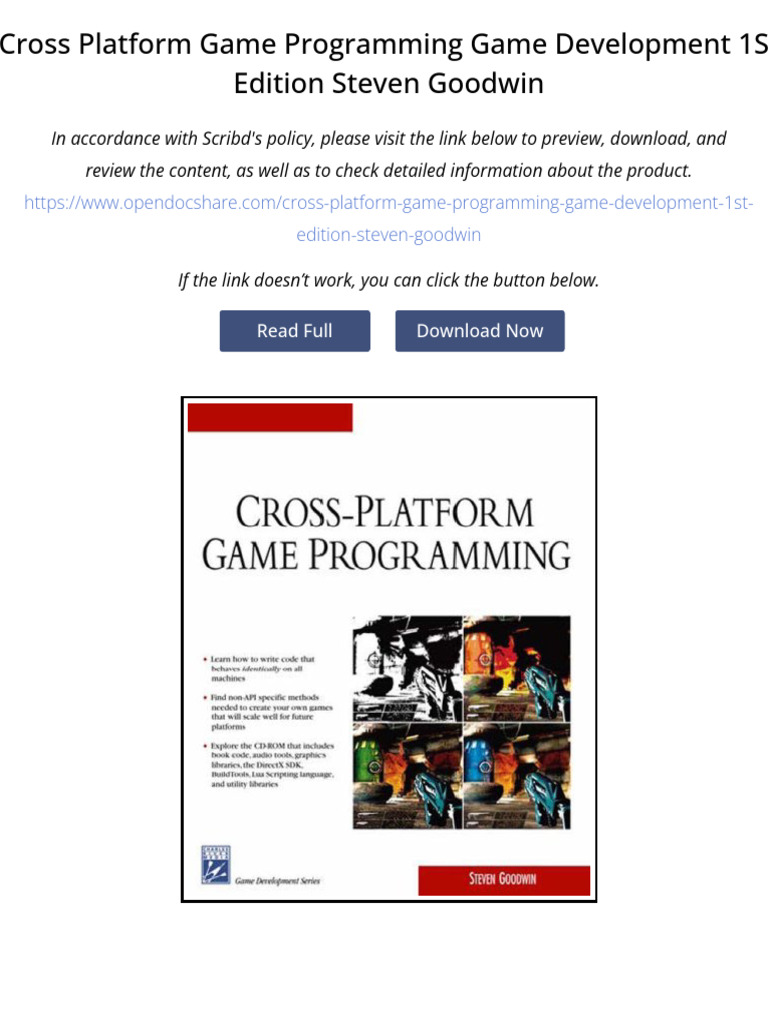 Cross Platform Game Programming Game Development 1st Edition Steven Goodwin | PDF