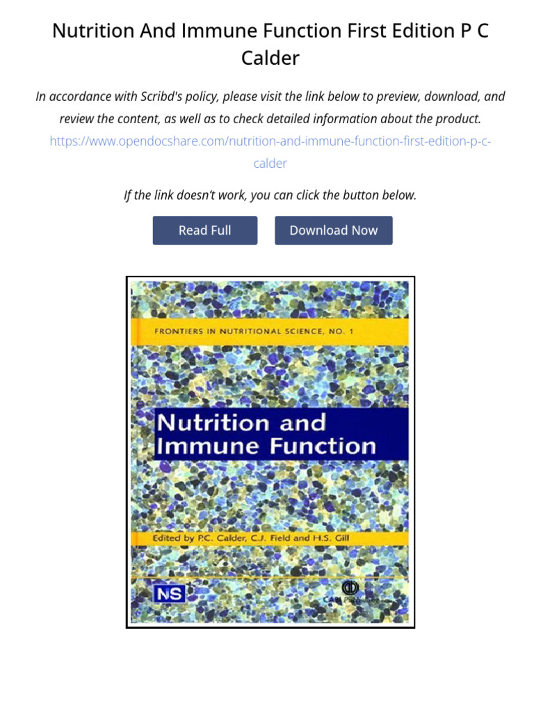Nutrition and Immune Function First Edition P C Calder | PDF | Immunology | Nutrients