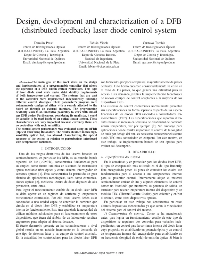 Design, Development and Characterization of A DFB (Distributed Feedback ...