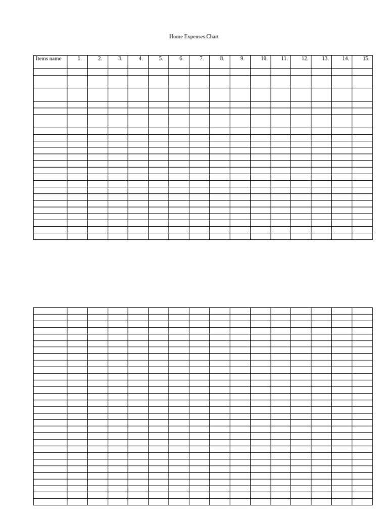 Monthly Home Expense Chart | PDF