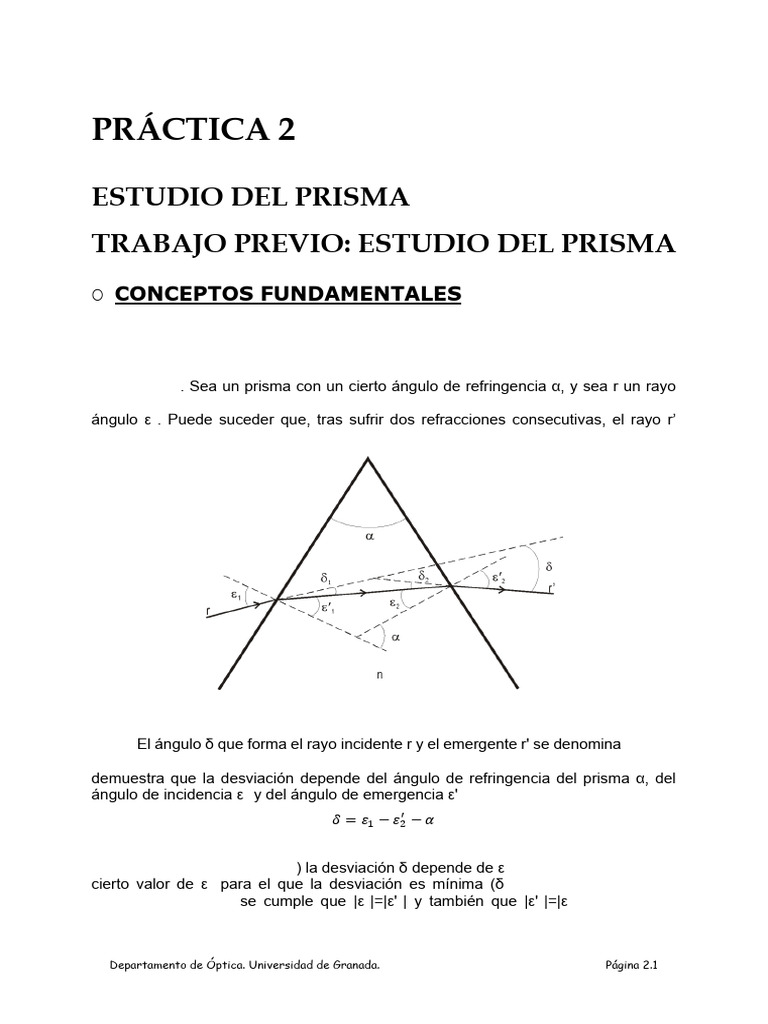 02_Estudio Del Prisma | PDF | Índice de refracción | Dispersión (óptica)