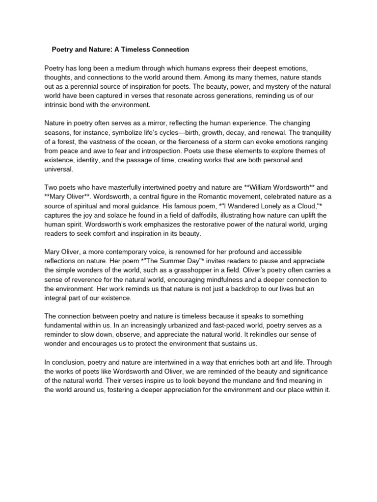 Poetry and Nature - A Timeless Connection | PDF | Poetry | William ...
