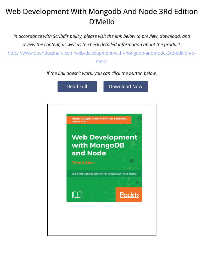 Web Development with MongoDB and Node 3rd Edition D’Mello | PDF | Computing