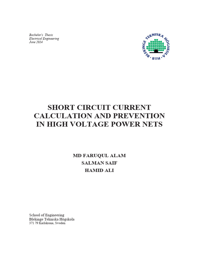 Short Circuit Current Calculation in High Voltage Power | PDF ...