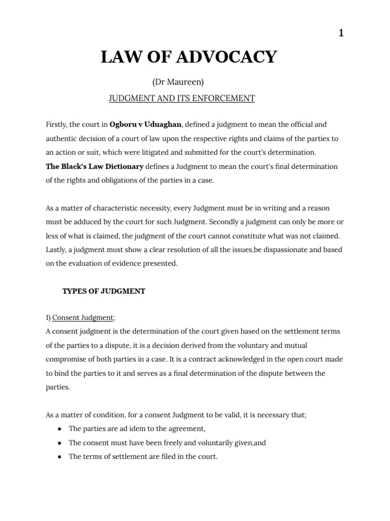 Understanding Types of Court Judgments | PDF | Judgment (Law) | Default ...