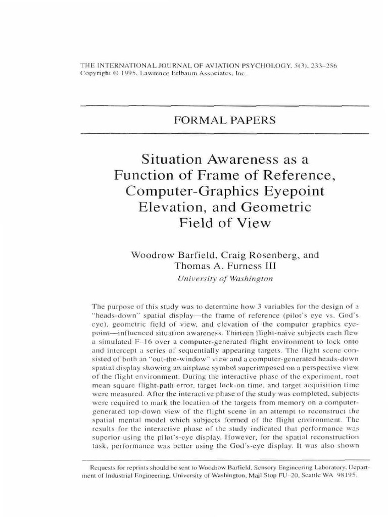 Situation Awareness as a Function of Frame of Reference | PDF