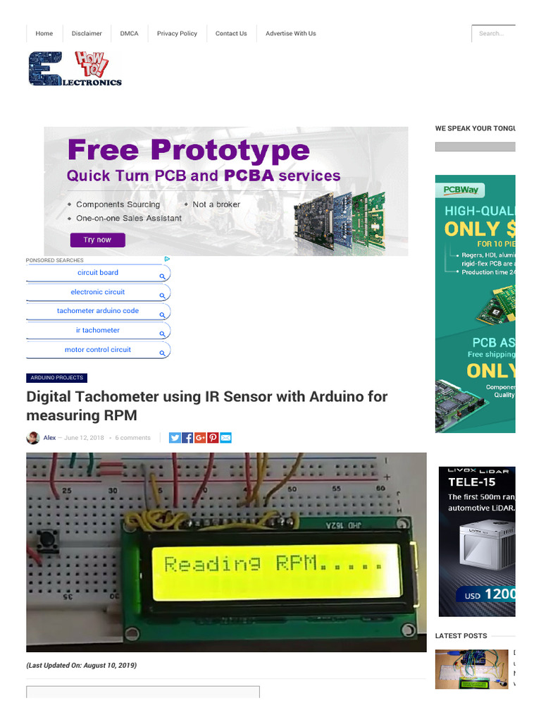Digital Tachometer Using IR Sensor With Arduino for Measuring RPM | PDF ...