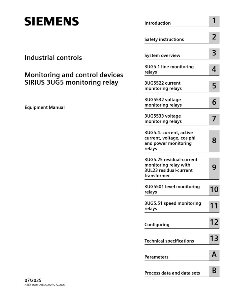 SIRIUS 3UG5 Monitoring Relay Manual | PDF | Electromagnetic ...