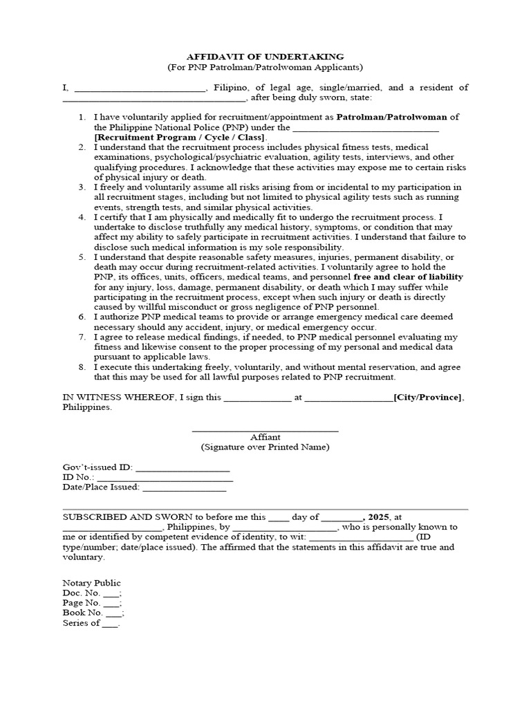 Affidavit of Undertaking - 1 | PDF | Affidavit