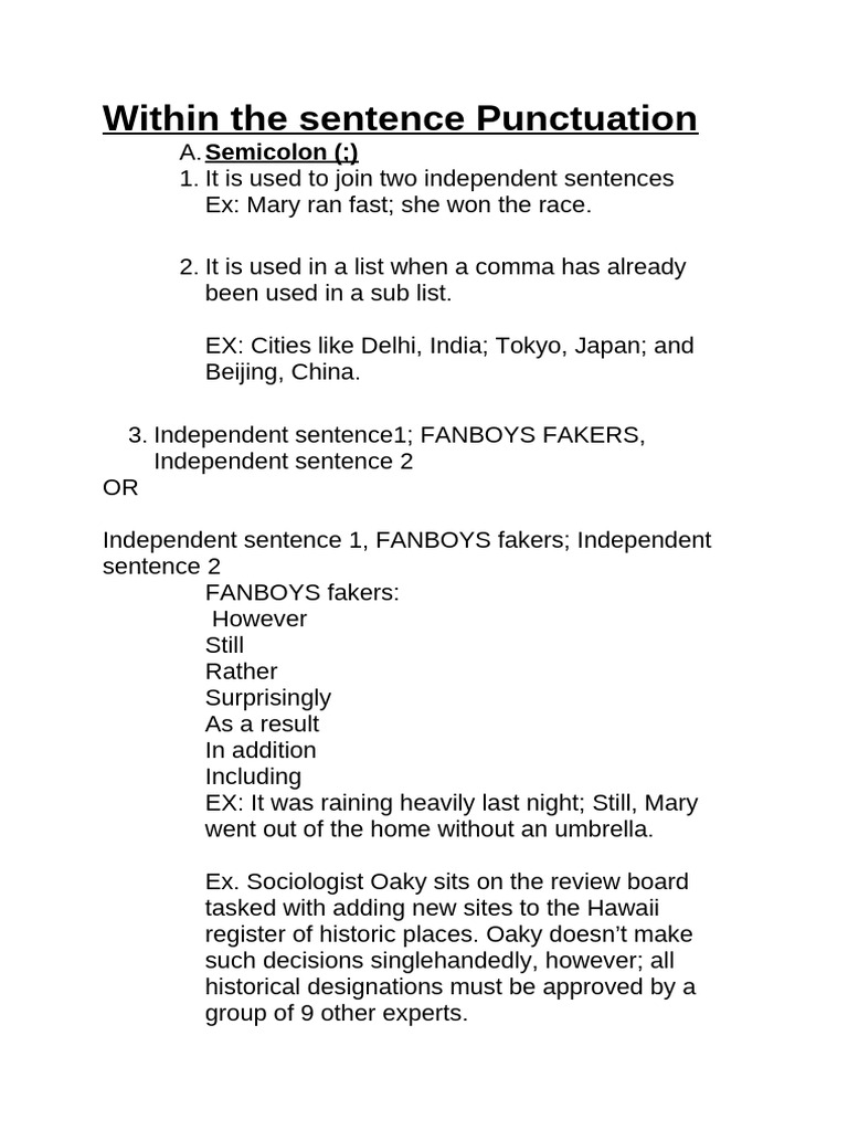 Punctuation Guide: Semicolons, Colons, Dashes | PDF | Verb | Linguistic ...